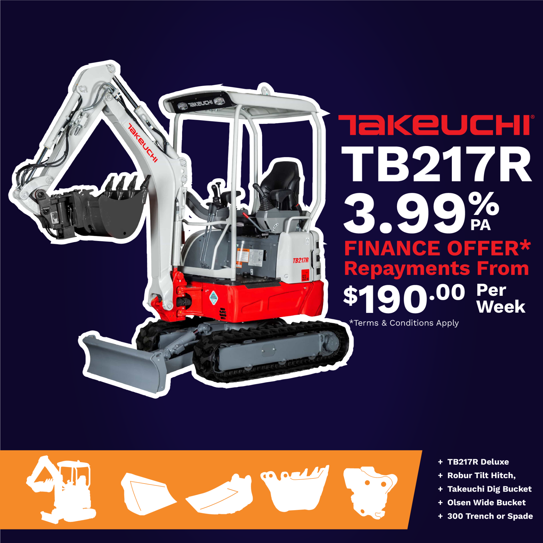 Compact Mini Digger Excavator TB217R :: Takeuchi NZ